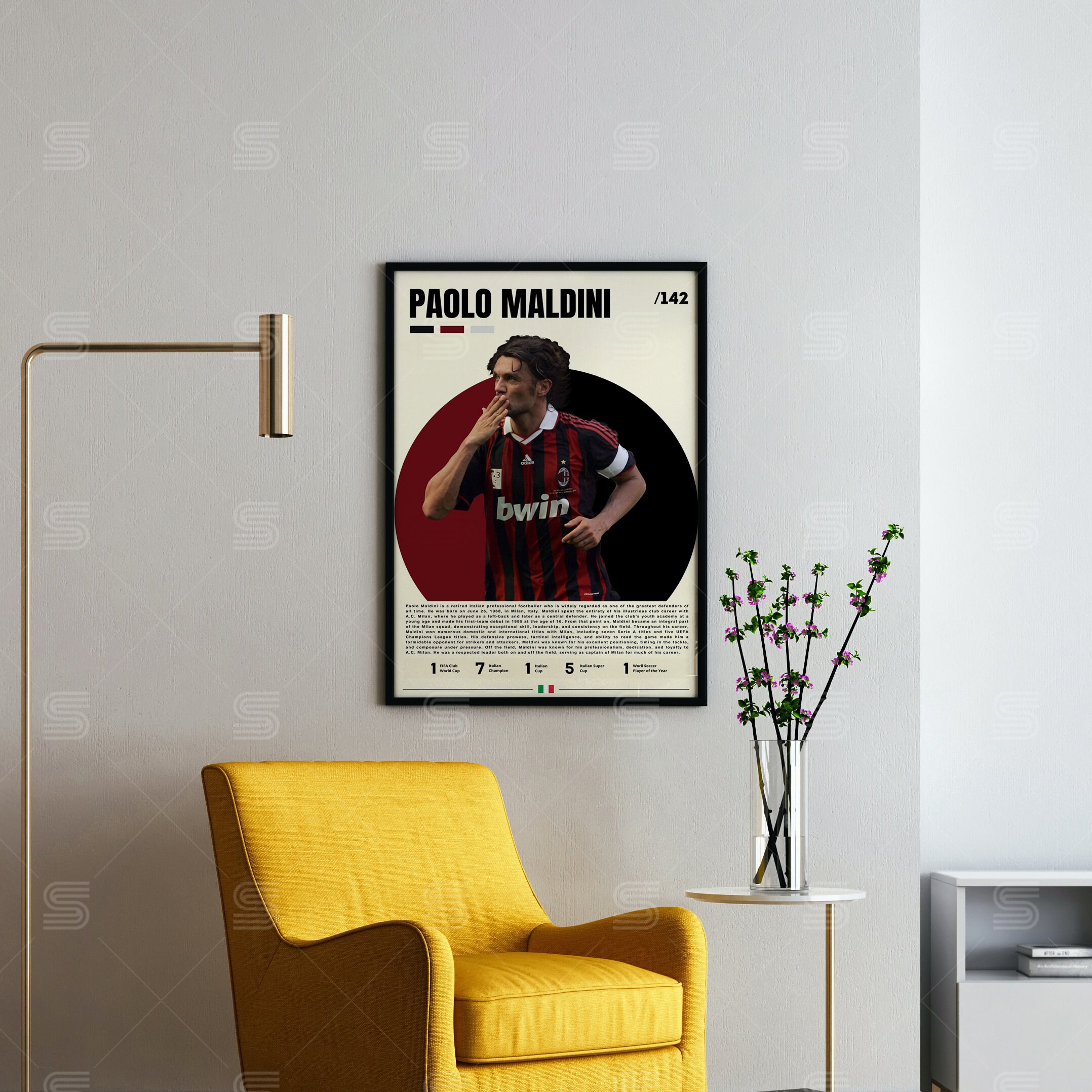 Paolo Maldini Poster, Football Player Poster, Soccer Gifts, Sports ...
