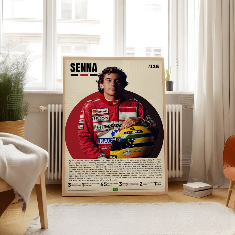 Ayrton Senna Poster, Formula One Poster, F1 Racing Poster, Motorsports ...