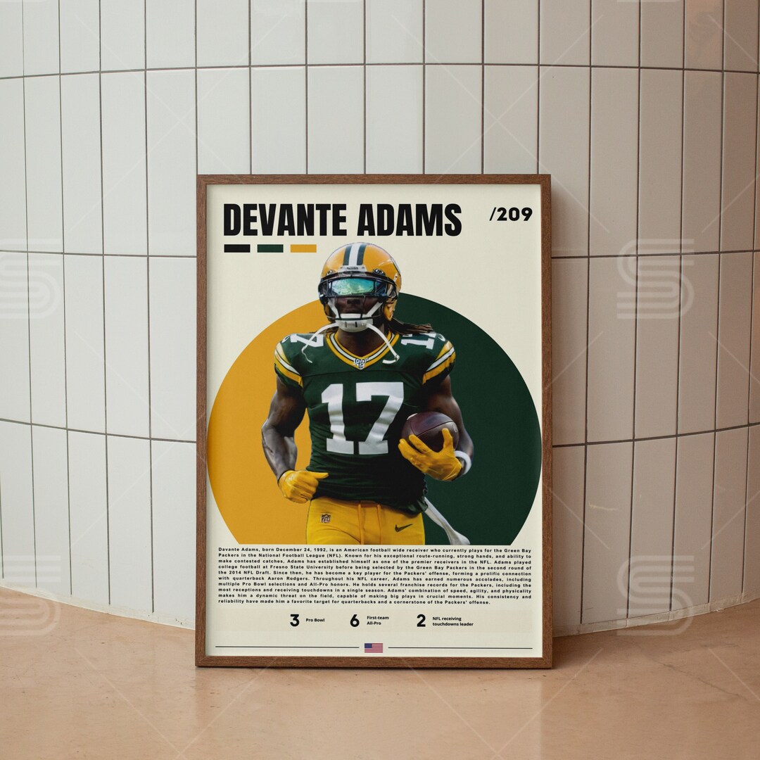 Davante Lavell Adams Poster, NFL Poster, Sports Poster, Football Poster ...