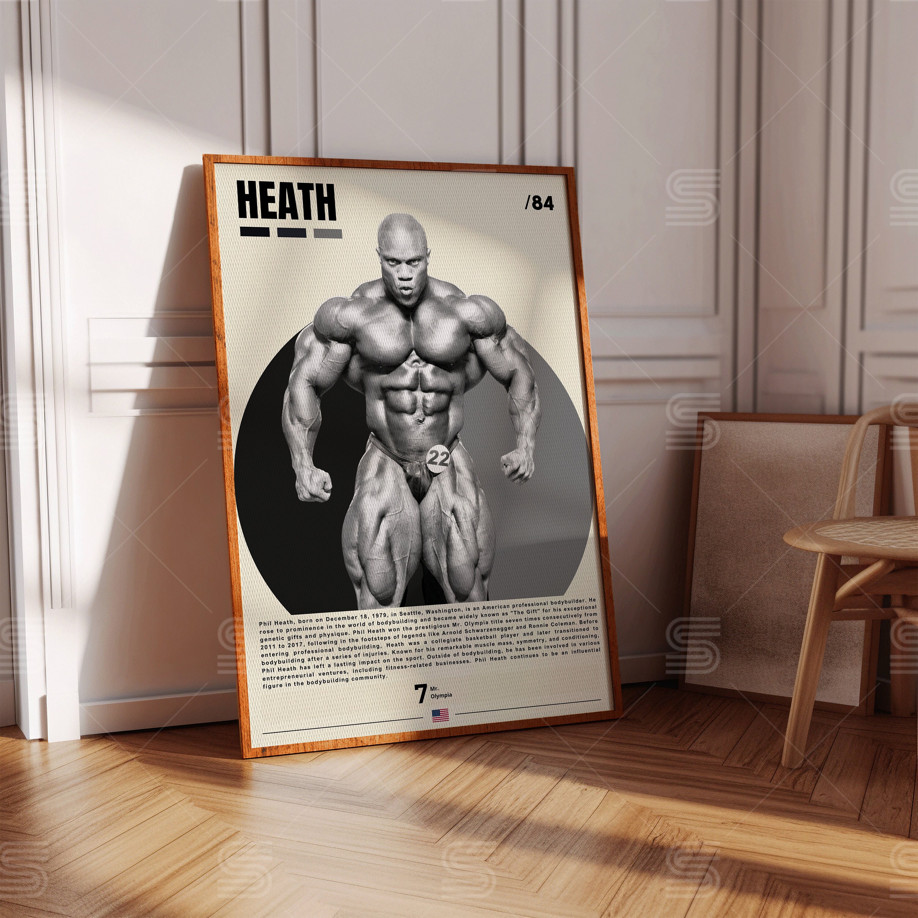 Phil Heath Poster, Bodybuilding Poster, Gym Wall Art, Sports Poster ...