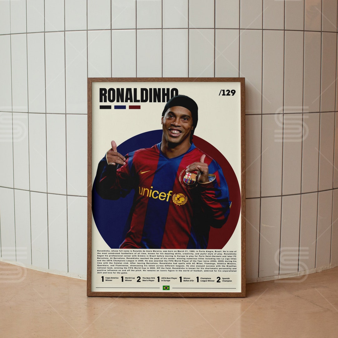 Ronaldinho Poster, Soccer Player Poster, Soccer Gifts, Sports Poster ...