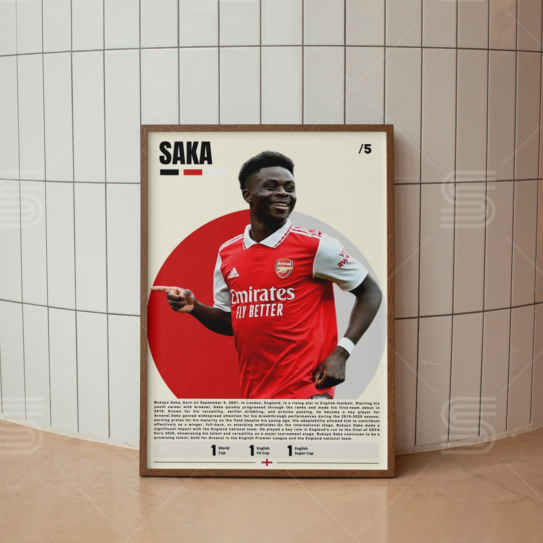 Bukayo Saka Poster, Football Player Poster, Soccer Gifts, Sports Poster ...