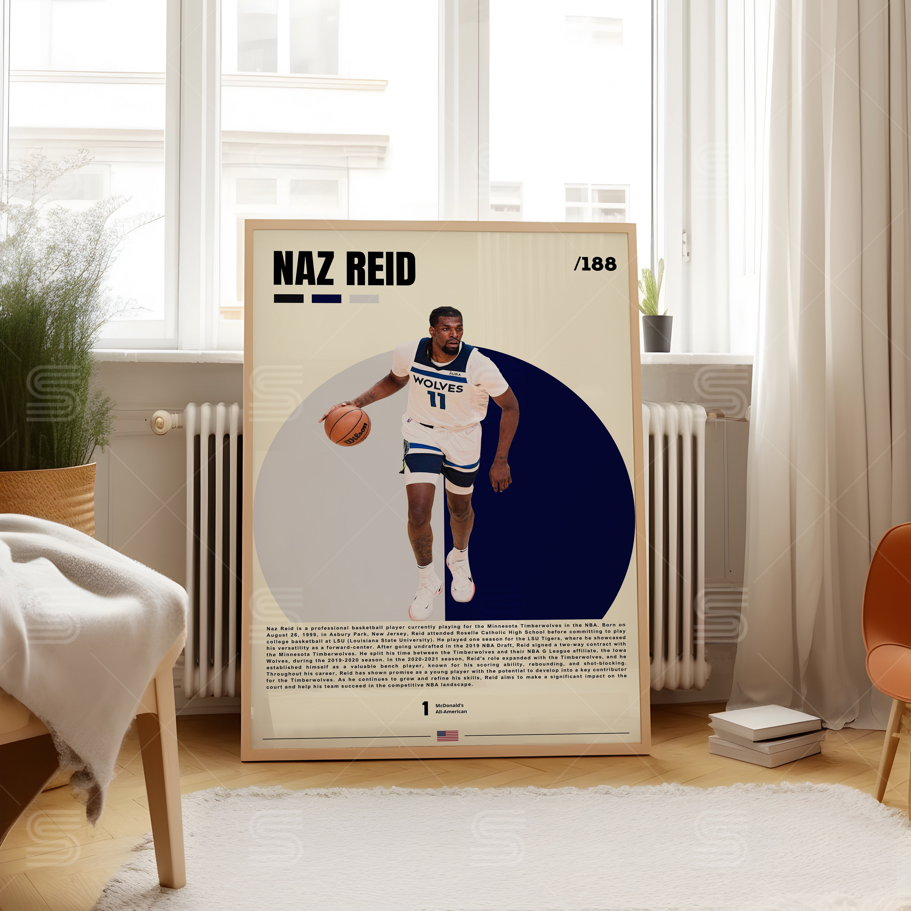 Naz Reid Poster, Basketball Player Poster, NBA Posters, Sports Poster ...