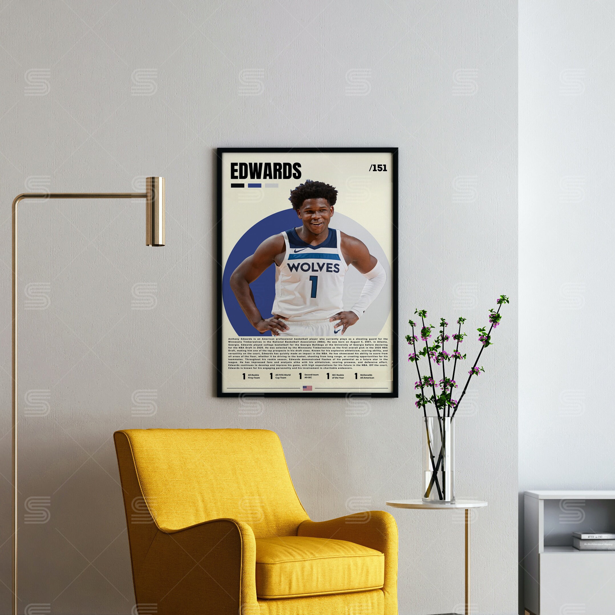Anthony Edwards Poster, Basketball Player Poster, NBA Posters, Sports ...