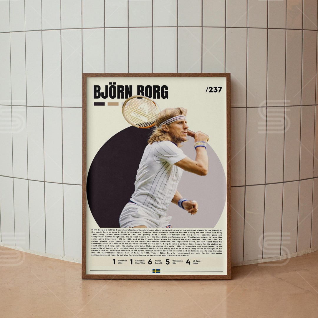 Bjorn Borg Poster, Tennis Player Poster, Tennis Gifts, Sports Poster ...