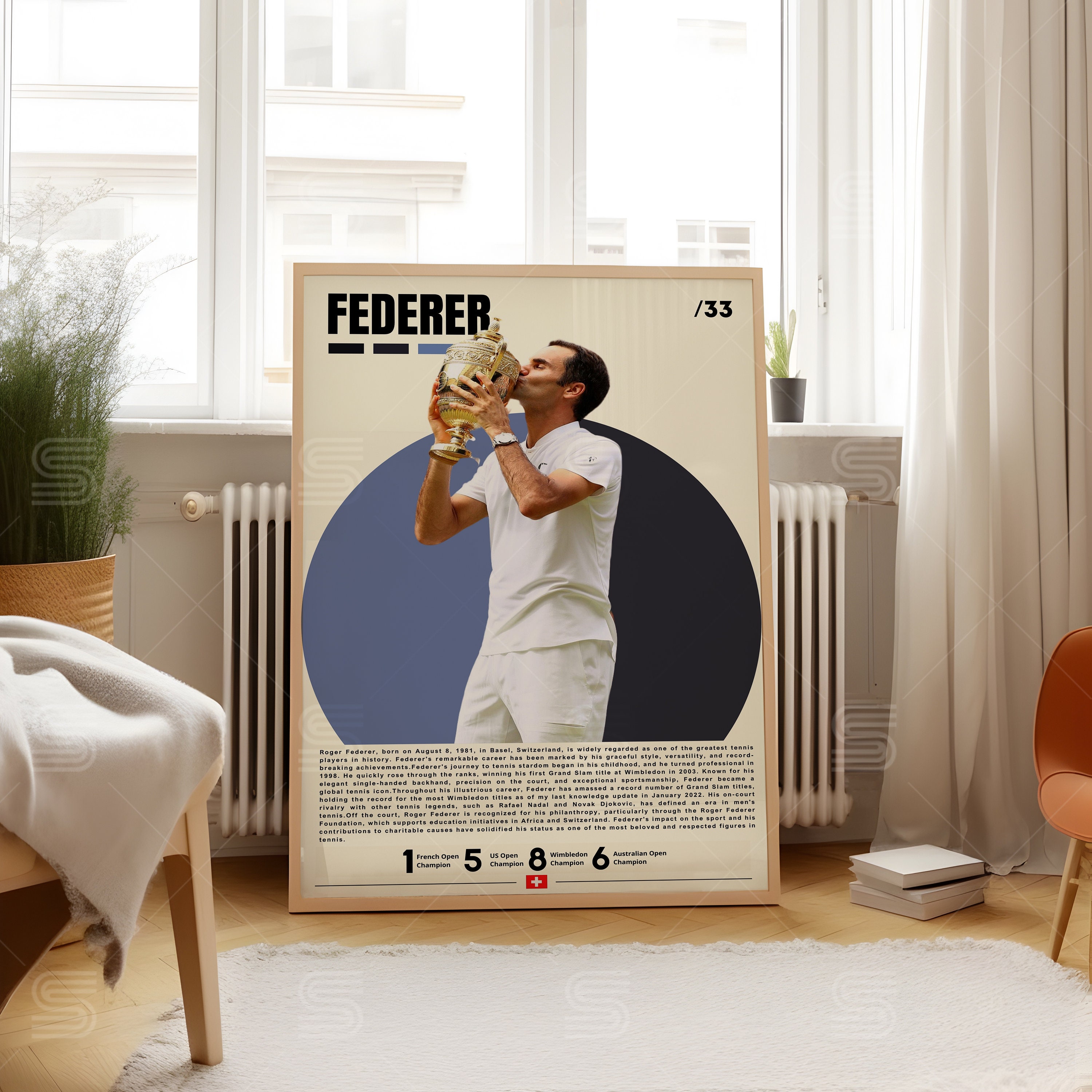 Roger Federer Poster, Wimbledon Poster, Tennis Gifts, Sports Poster ...