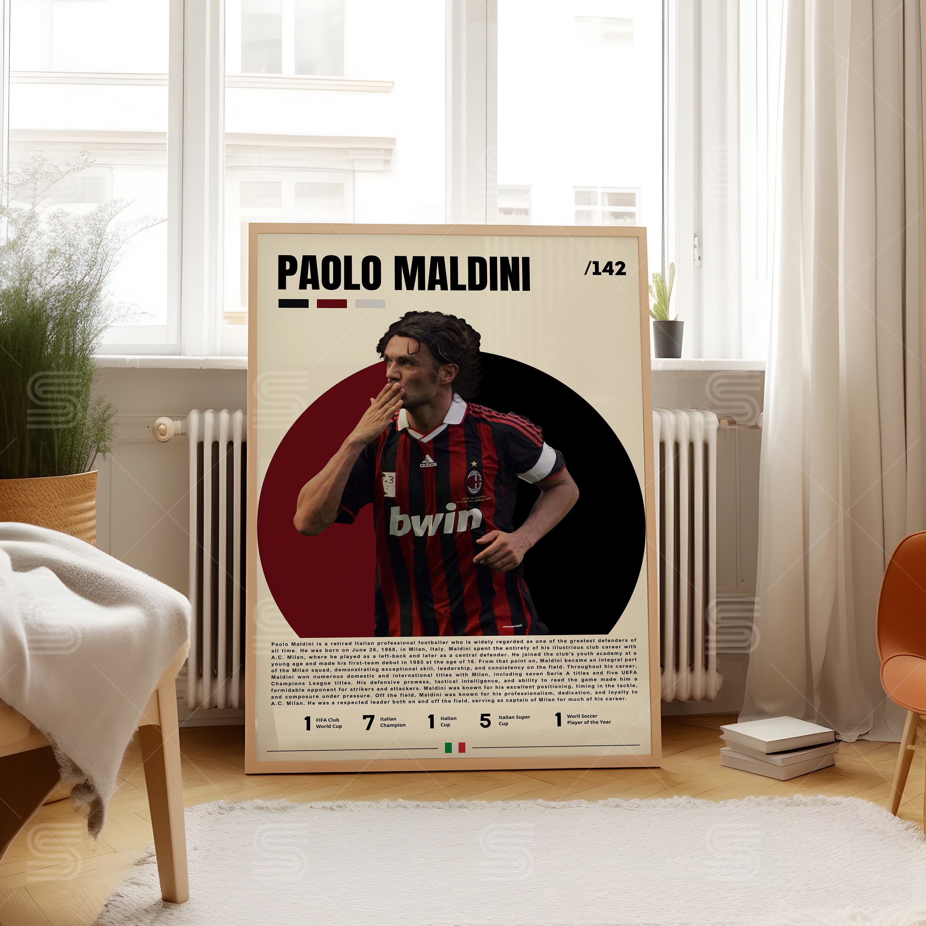 Paolo Maldini Poster, Football Player Poster, Soccer Gifts, Sports ...