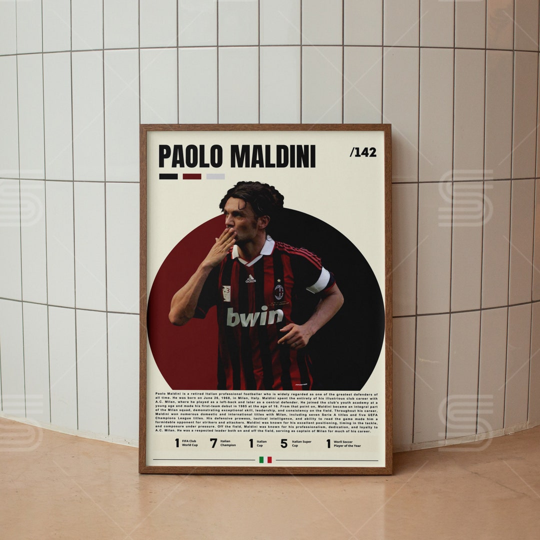 Paolo Maldini Poster, Football Player Poster, Soccer Gifts, Sports ...