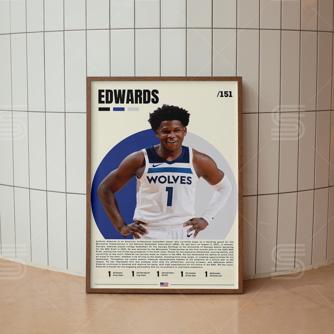 Anthony Edwards Poster, Basketball Player Poster, NBA Posters, Sports ...