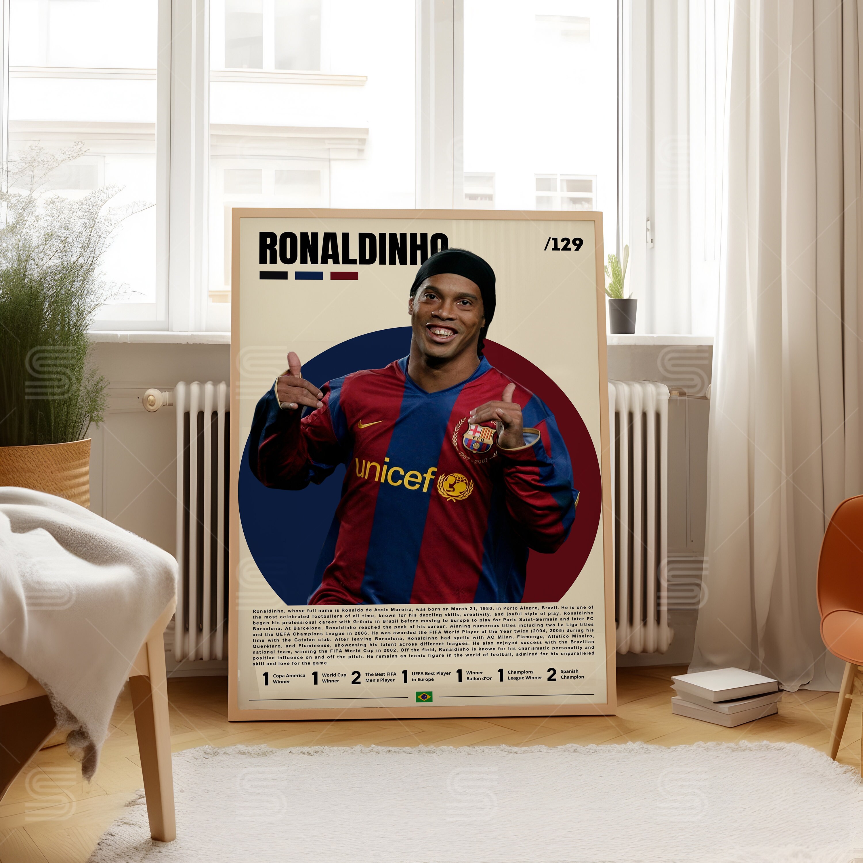Ronaldinho Poster, Soccer Player Poster, Soccer Gifts, Sports Poster ...