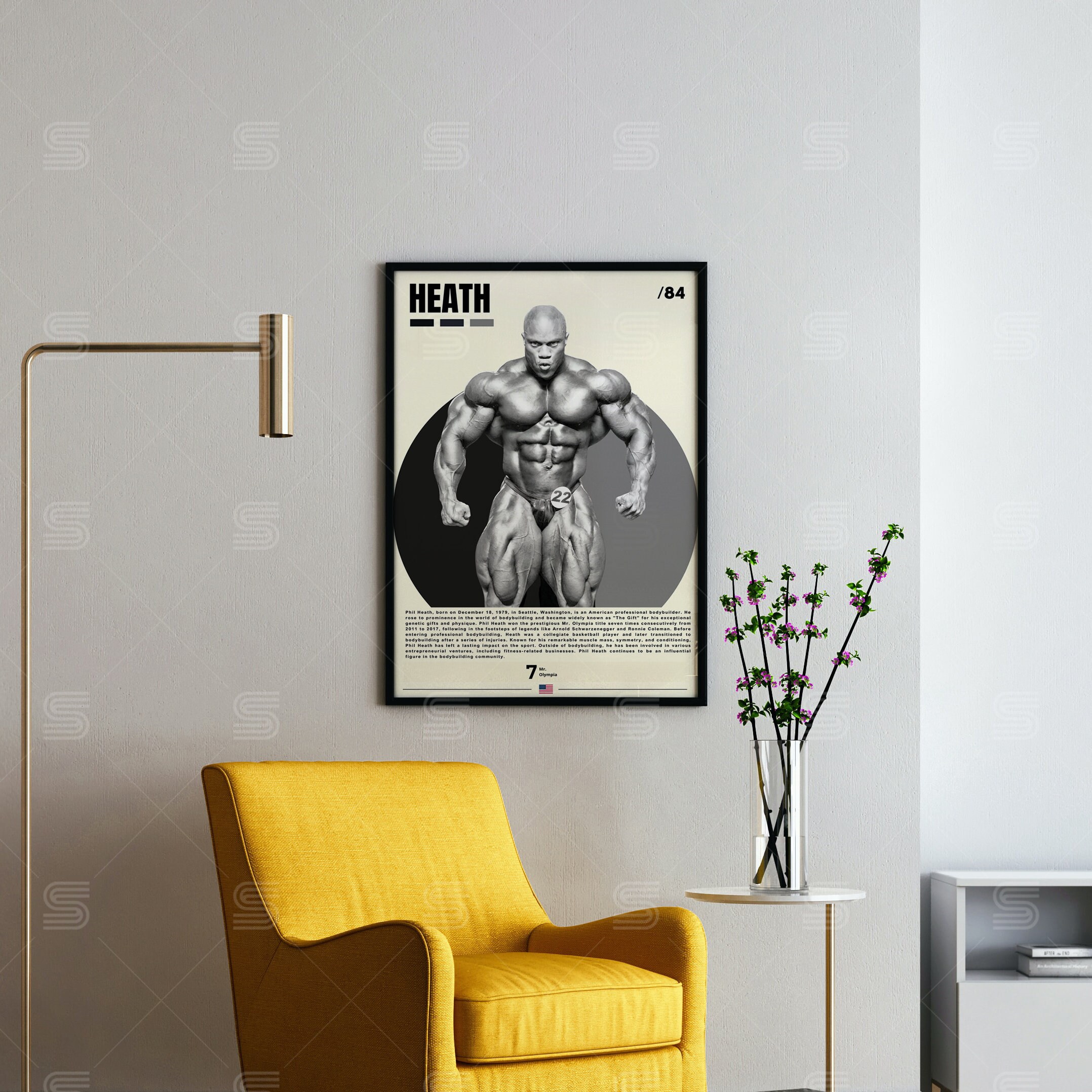 Phil Heath Poster, Bodybuilding Poster, Gym Wall Art, Sports Poster ...