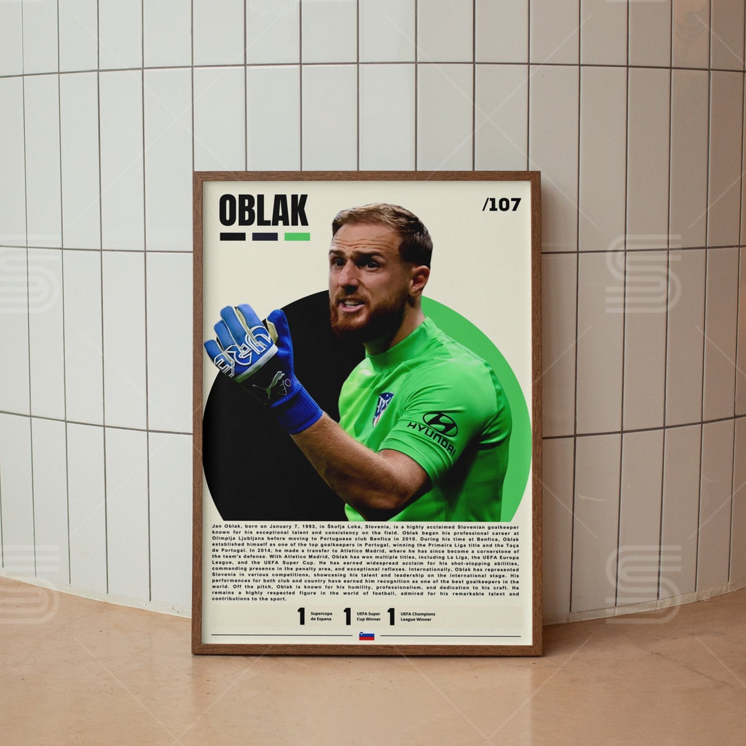 Jan Oblak Poster, Goalkeeper Print, Soccer Coach Gifts, Sports Poster ...