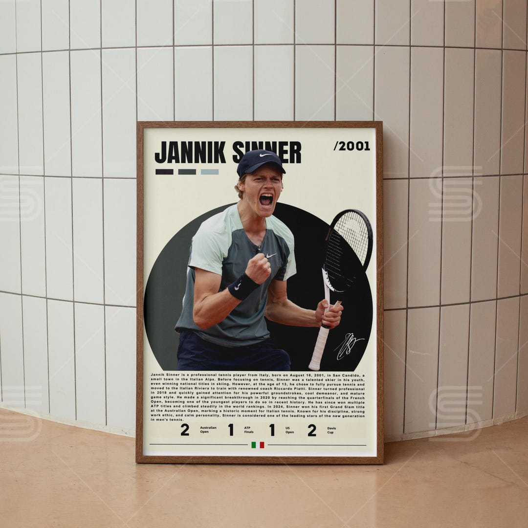 Jannik Sinner Poster, Tennis Player Poster, Tennis Gifts, Sports Poster ...