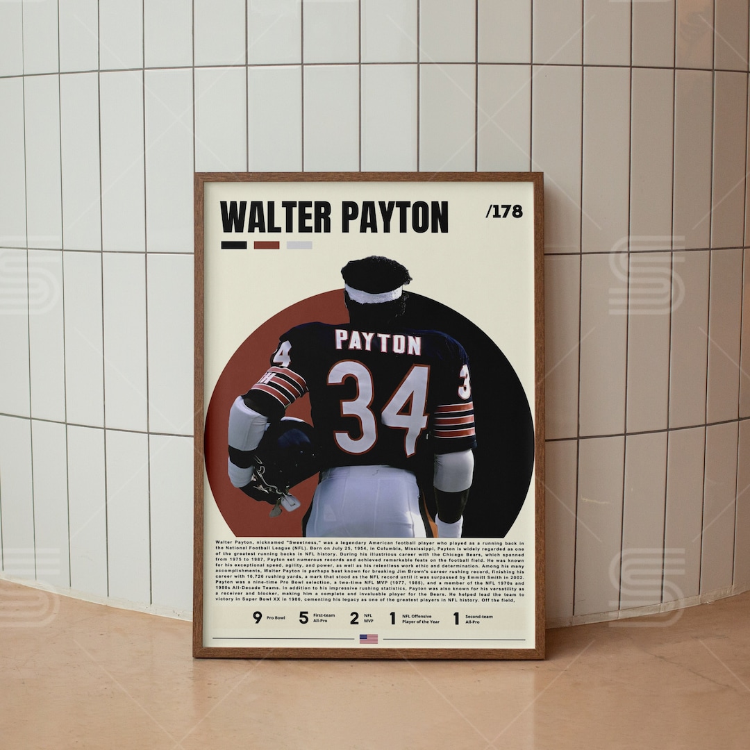 Walter Payton Poster, NFL Poster, Sports Poster, Football Poster, NFL ...