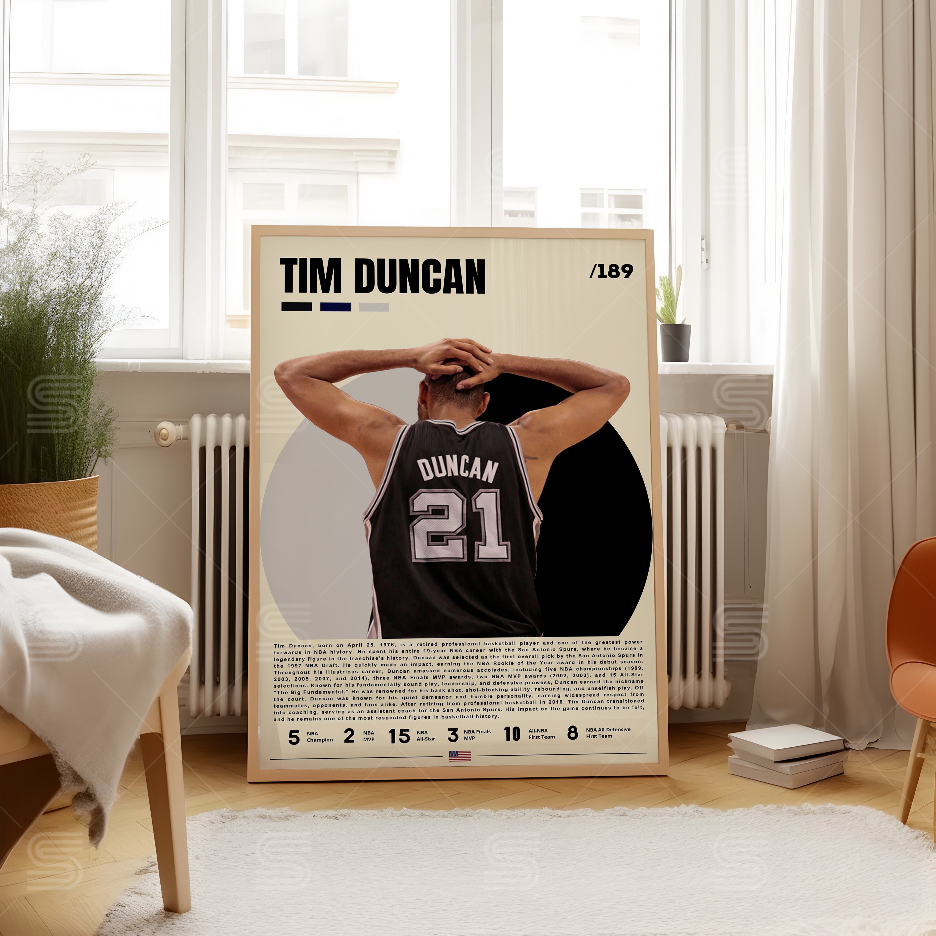Tim Duncan Poster, Basketball Legends Player Poster, NBA Posters ...