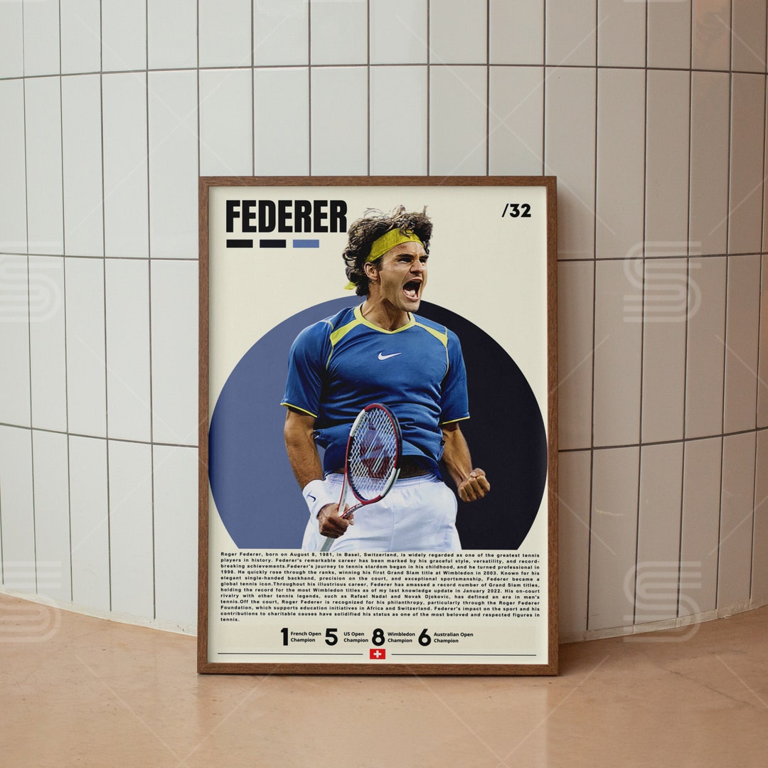 Roger Federer Poster, Tennis Player Poster, Tennis Gifts, Sports Poster ...