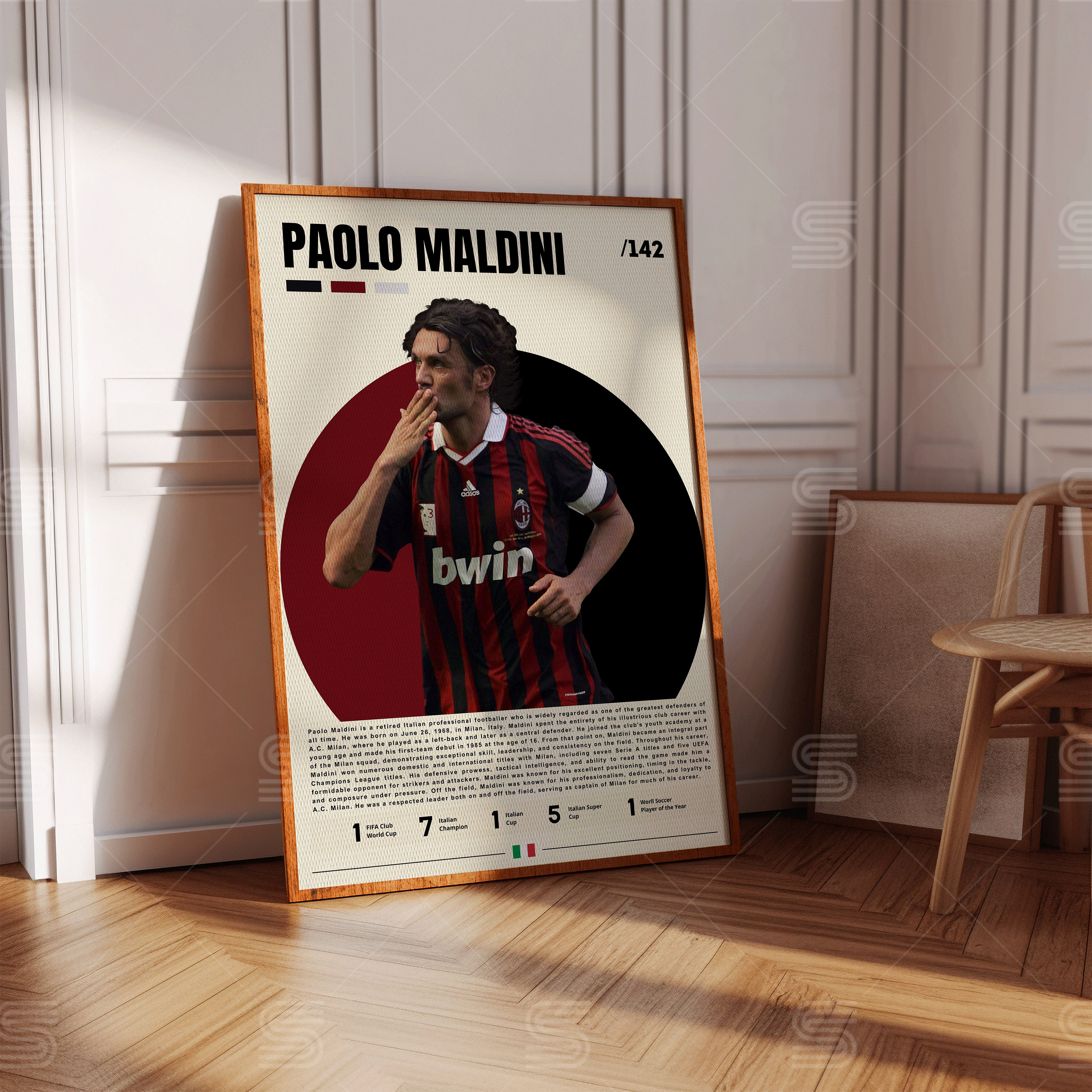 Paolo Maldini Poster, Football Player Poster, Soccer Gifts, Sports ...