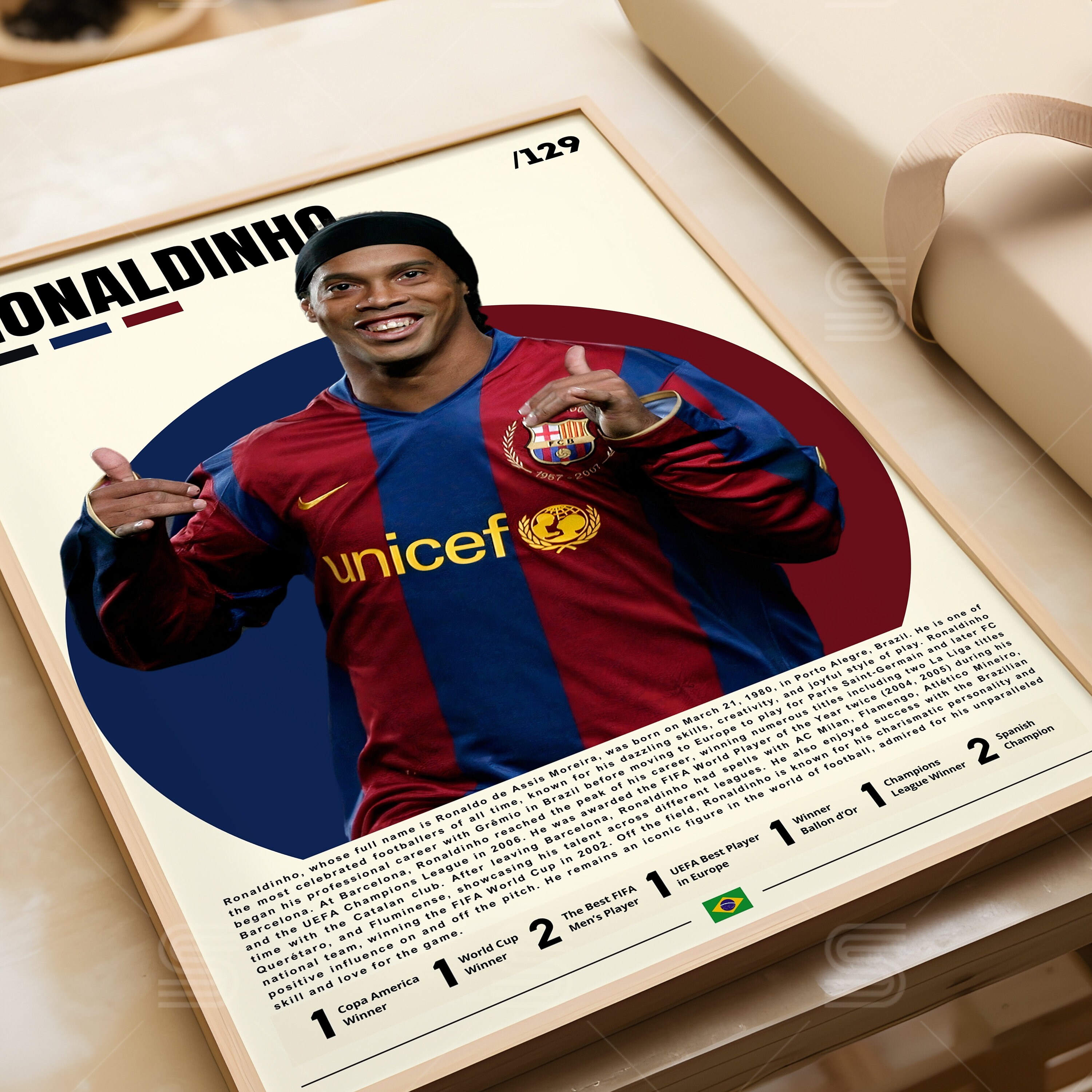Ronaldinho Poster, Soccer Player Poster, Soccer Gifts, Sports Poster ...