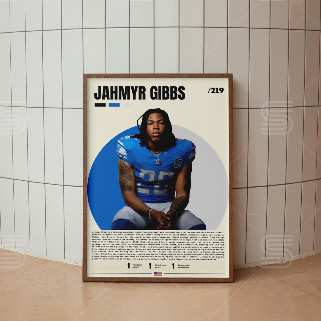 Jahmyr Gibbs Poster, NFL Poster, Sports Poster, Football Poster, NFL ...