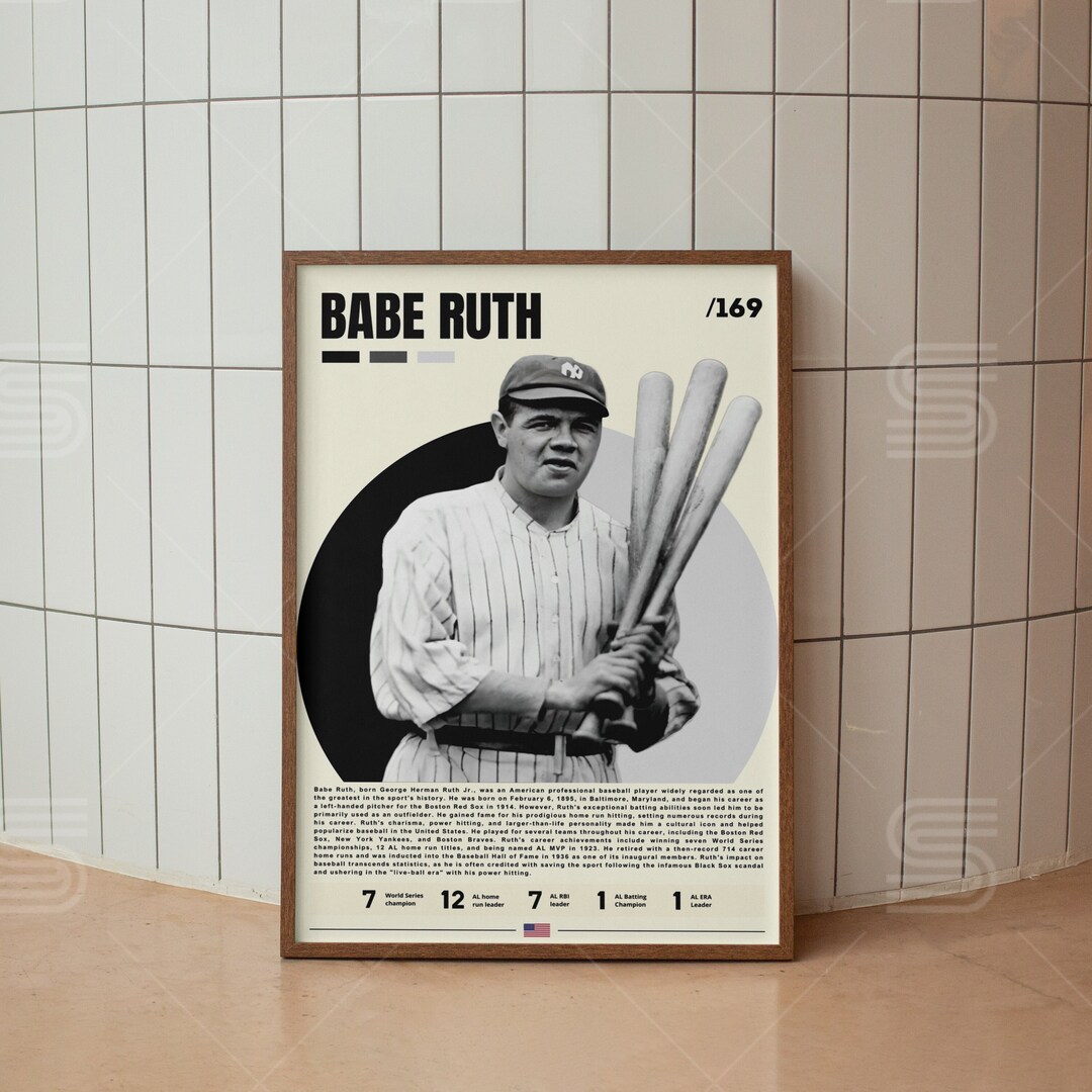 Babe Ruth Poster, Baseball Digital Posters, Baseball Legend Prints ...