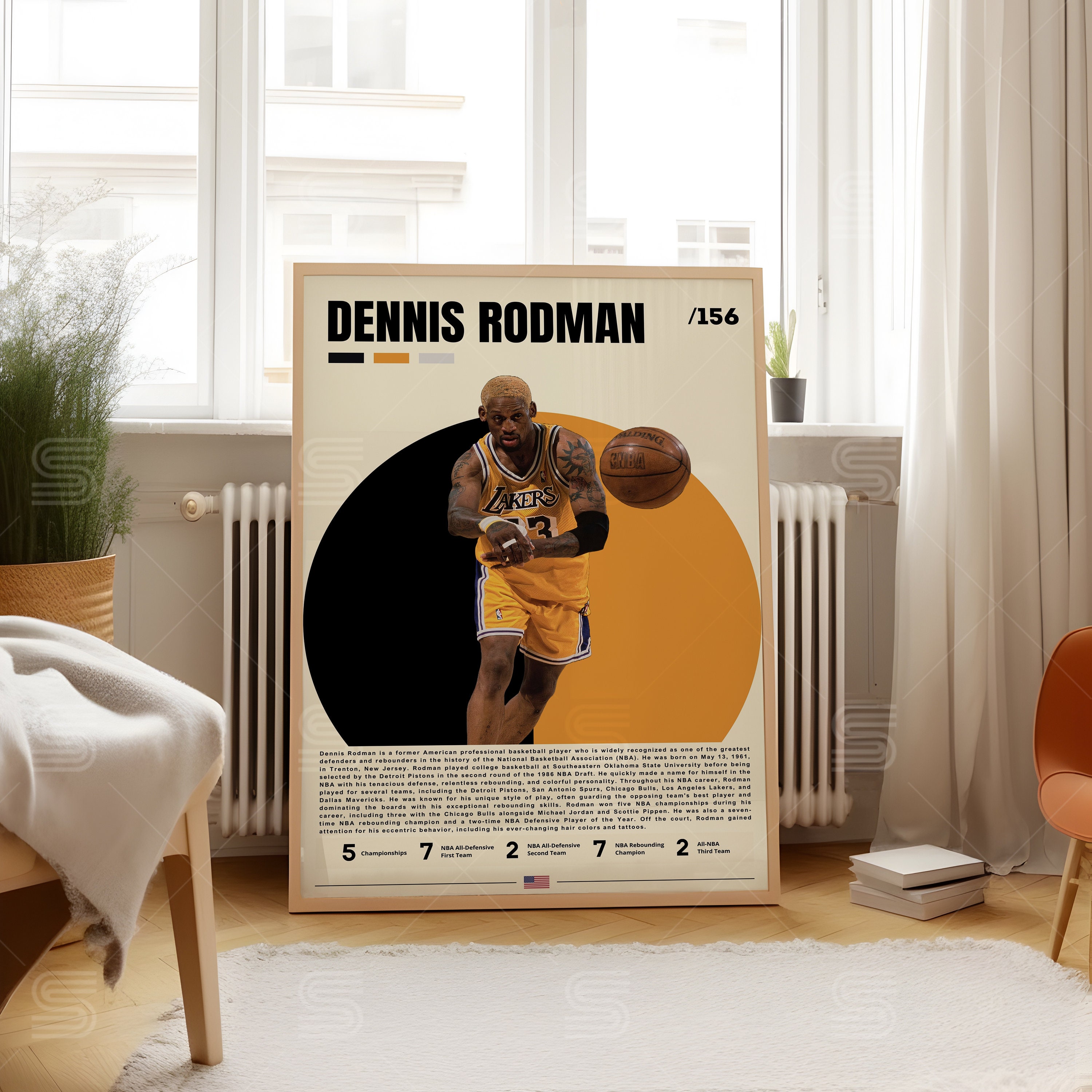 Dennis Rodman Poster, Basketball Legends Player Poster, NBA Posters ...