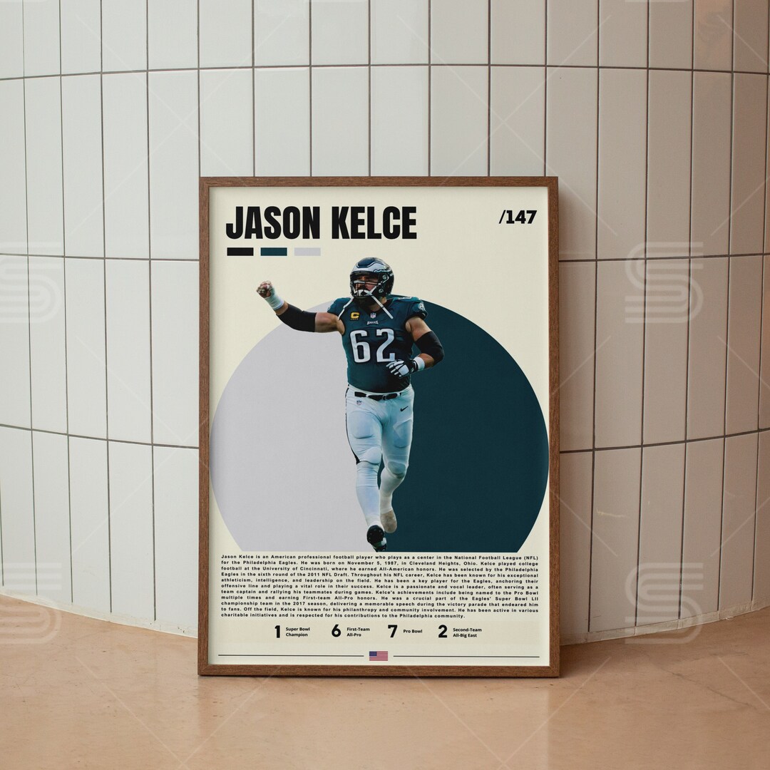 Jason Kelce Poster, NFL Poster, Sports Poster, Football Poster, NFL ...