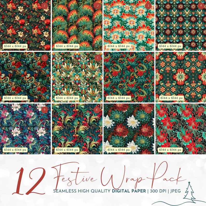 Deluxe Seamless Digital 1920's Festive Wrap Pack - Etsy