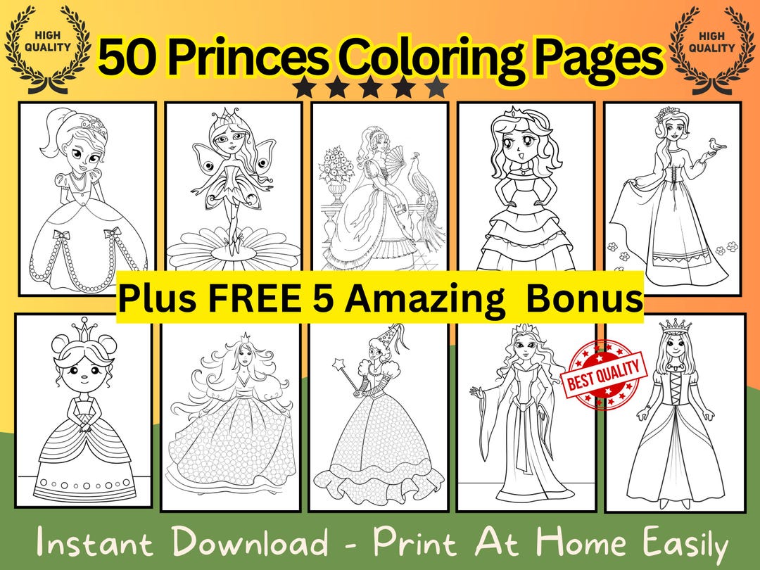 Cute Princess Coloring Pages for Kids Kawaii Coloring Pages - Etsy