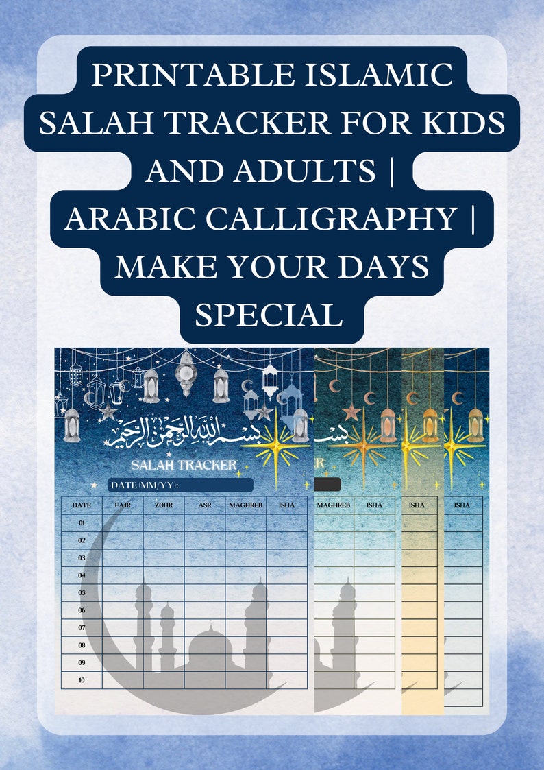 Monthly Salah Tracker Islamic| Muslim Prayer Tracker 2024| A4| Gift ...