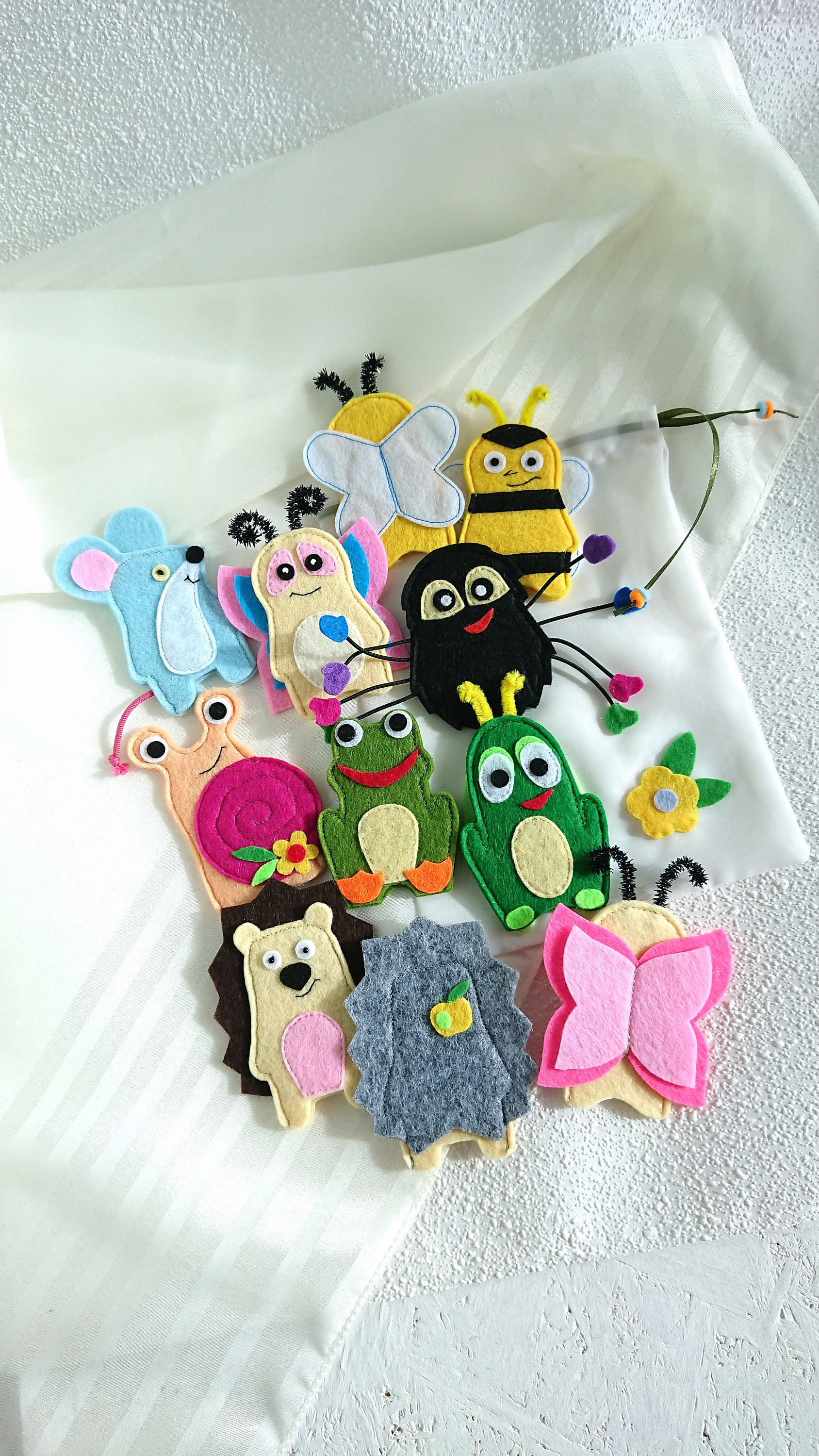 Bug Finger Puppets Set 5 Felt Insect Toys for Fun Educational Play and ...
