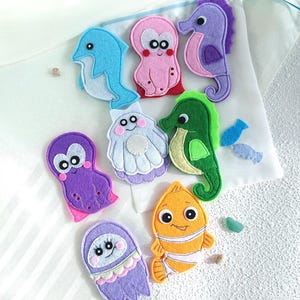 Ocean Animals Finger Puppets Set - Sea Creature Puppet Theater Toy ...