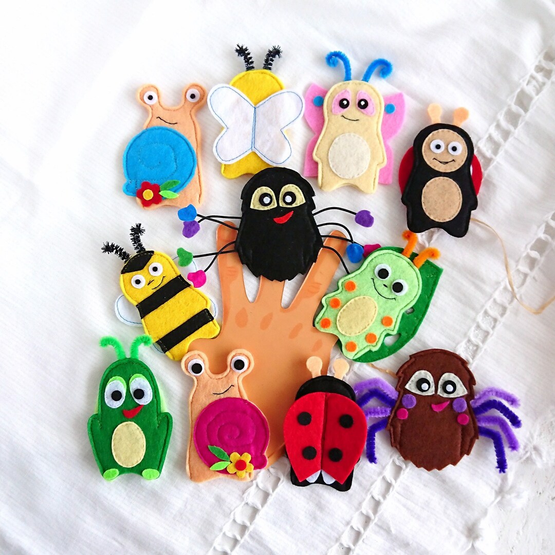 Bug Finger Puppets Set - 5 Felt Insect Toys for Fun Educational Play ...