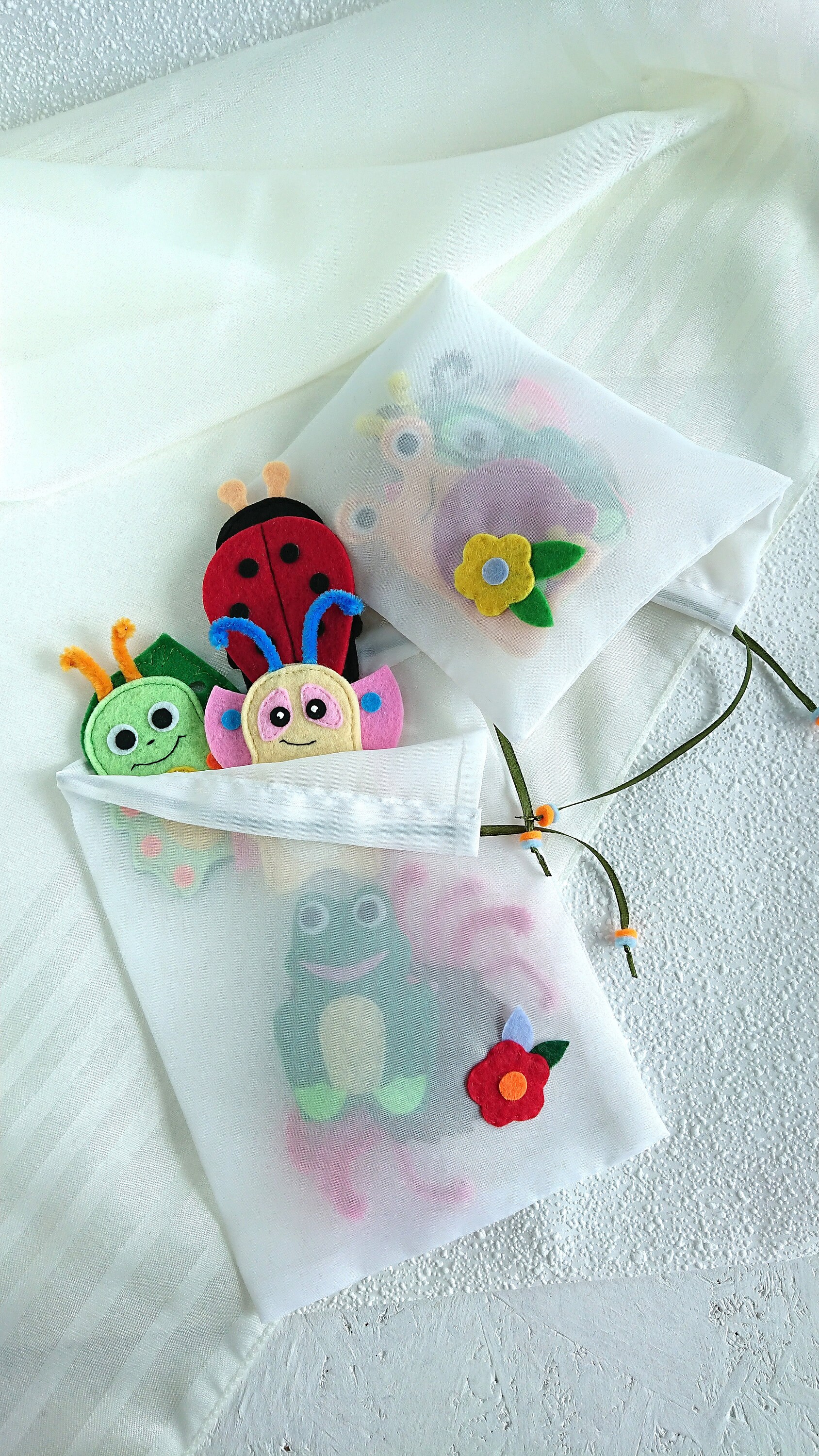 Bug Finger Puppets Set 5 Felt Insect Toys for Fun Educational Play and ...