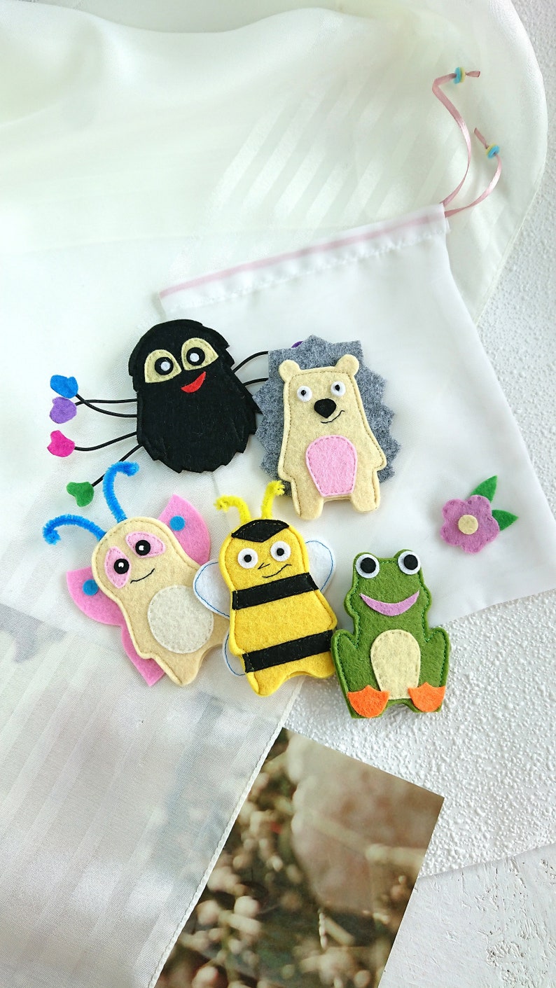 Bug Finger Puppets Set 5 Felt Insect Toys for Fun Educational Play and ...