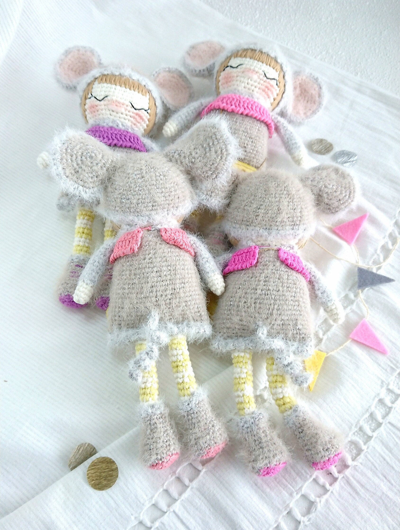 Handmade Mouse Doll, Crochet Stuffed Animals, Mouse Amigurumi, Cute ...