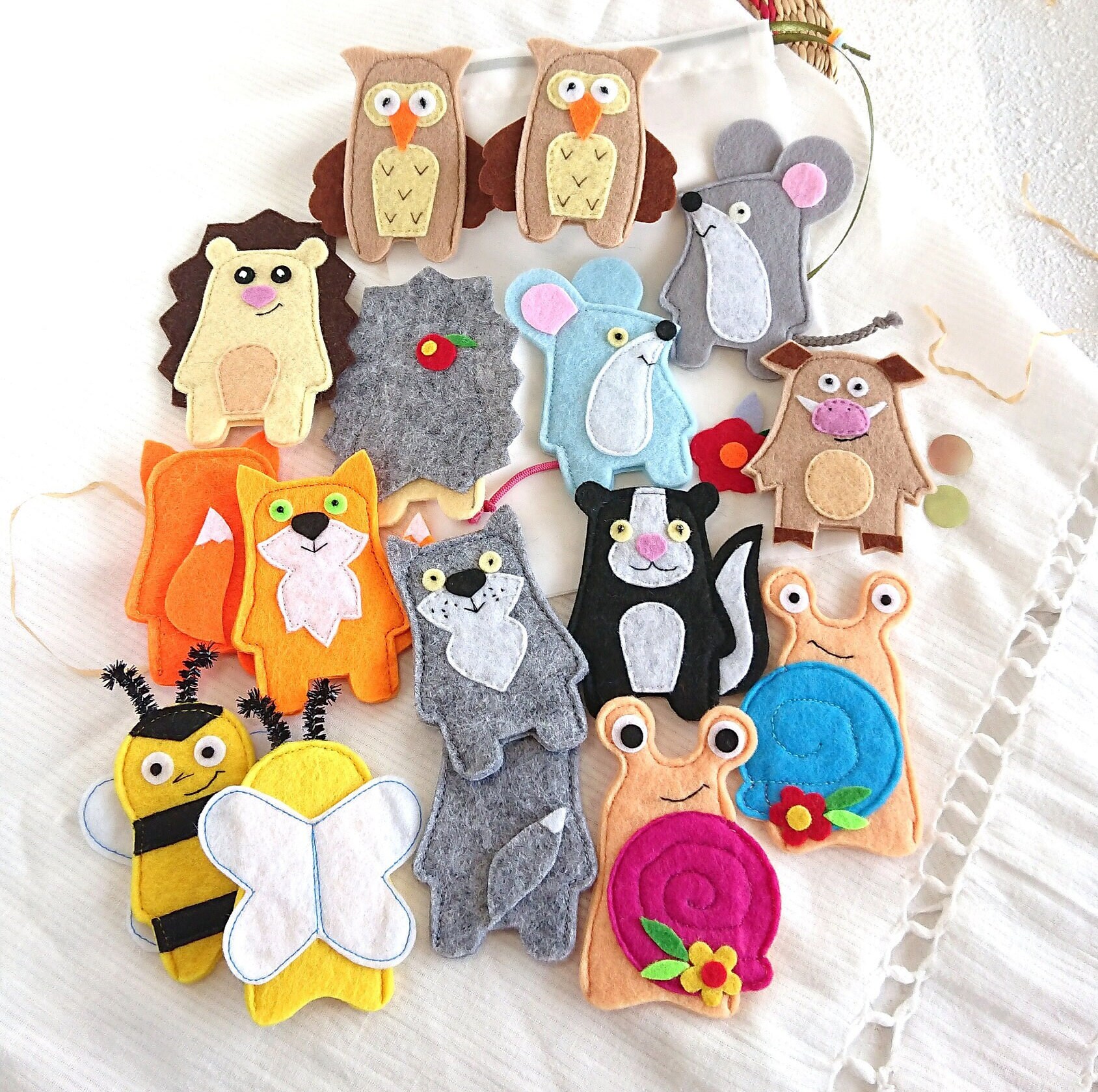 Finger Puppets Woodland Animals, Set 5 Puppets, Forest Puppet Toys ...