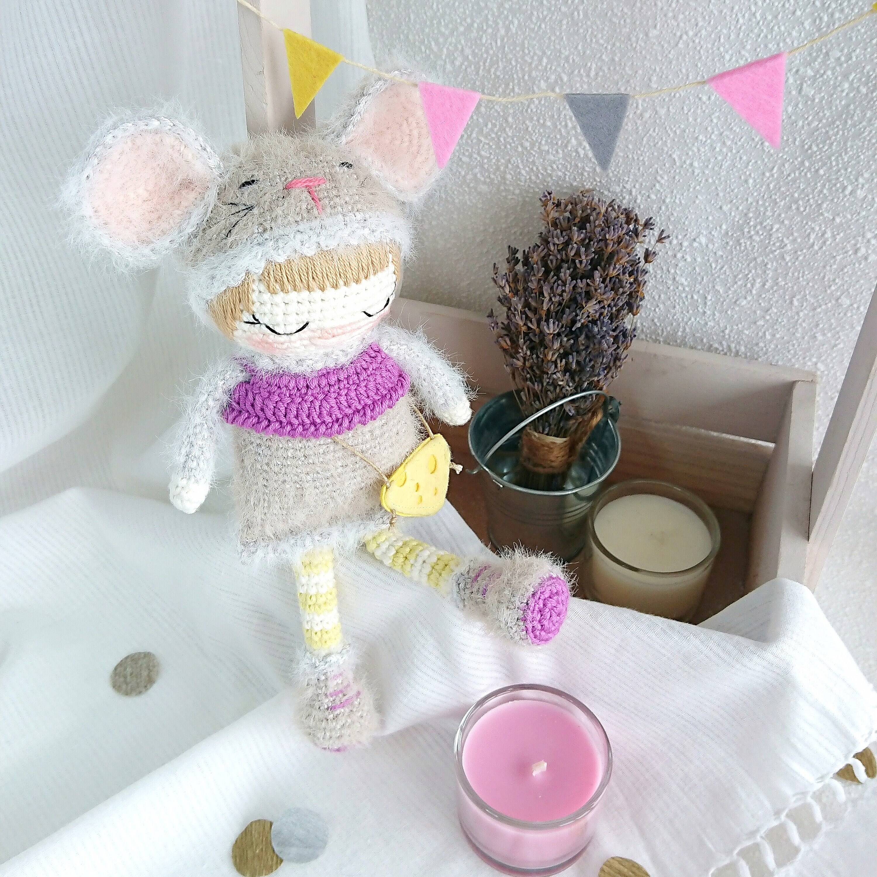 Handmade Mouse Doll, Crochet Stuffed Animals, Mouse Amigurumi, Cute ...