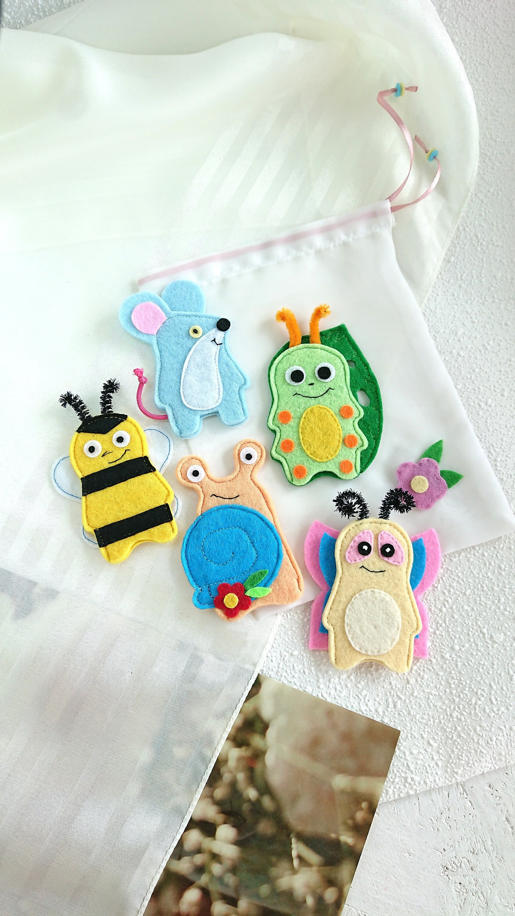 Bug Finger Puppets Set 5 Felt Insect Toys for Fun Educational Play and ...