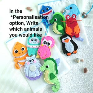 Ocean Animals Finger Puppets Set - Sea Creature Puppet Theater Toy ...