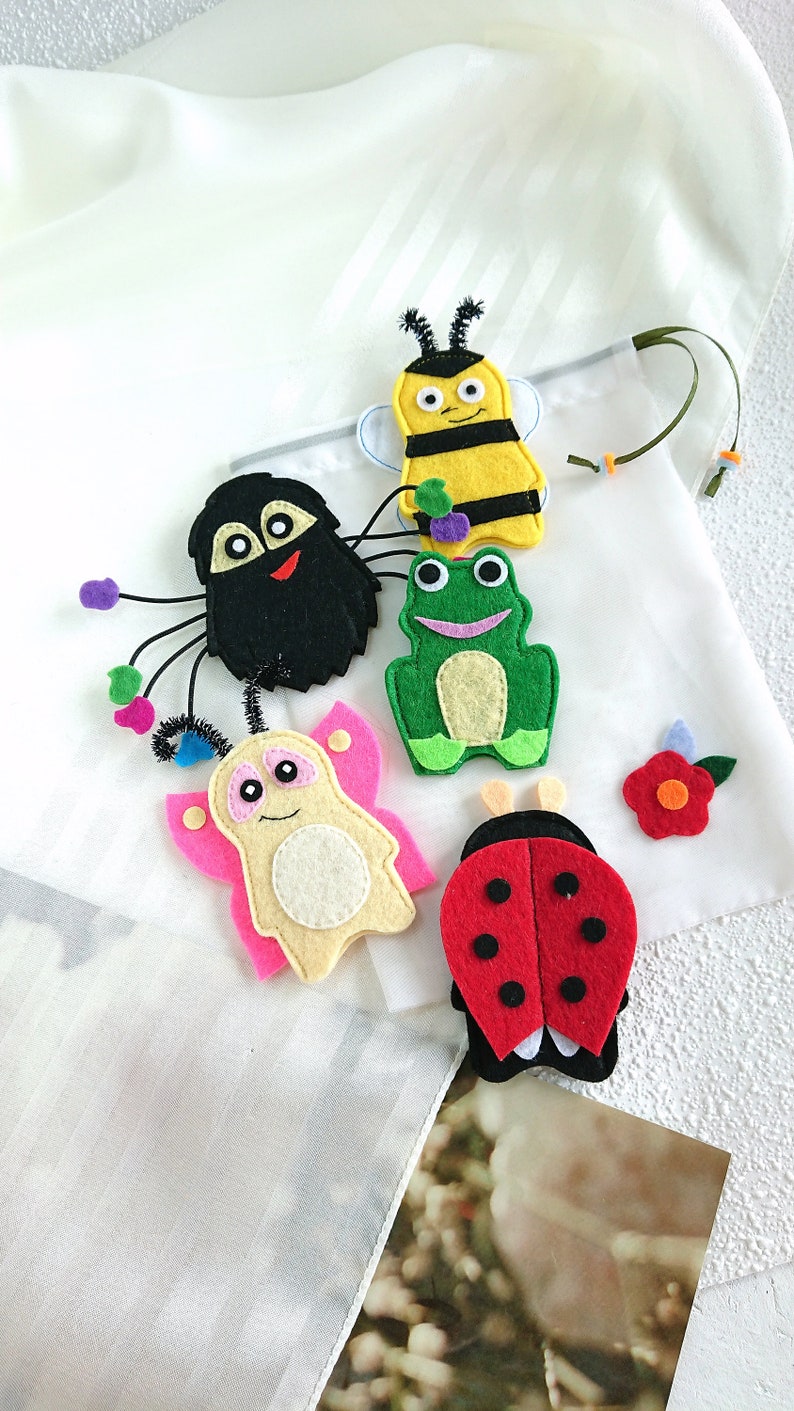Bug Finger Puppets Set 5 Felt Insect Toys for Fun Educational Play and ...