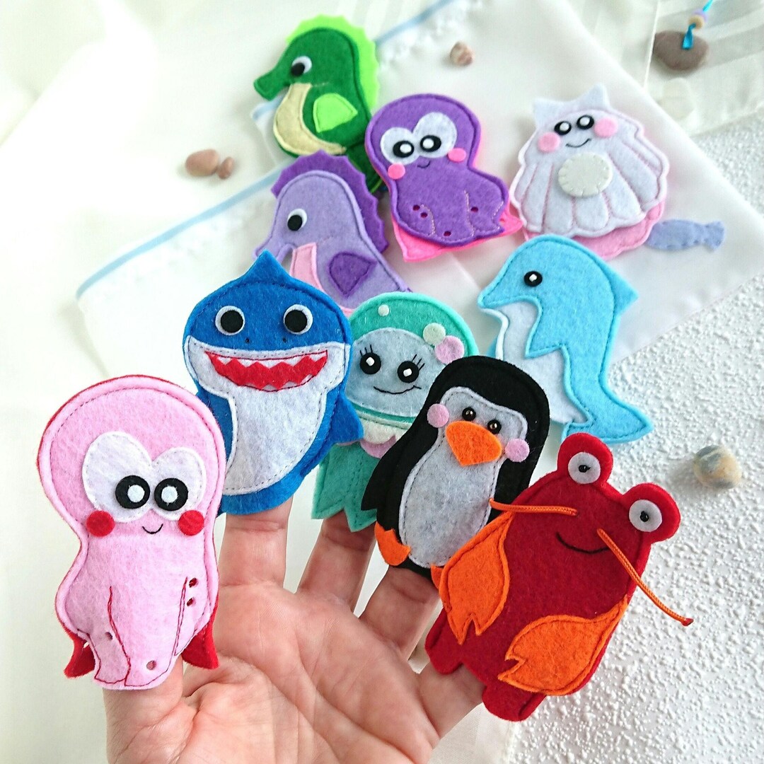 Ocean Animals Finger Puppets Set - Sea Creature Puppet Theater Toy ...
