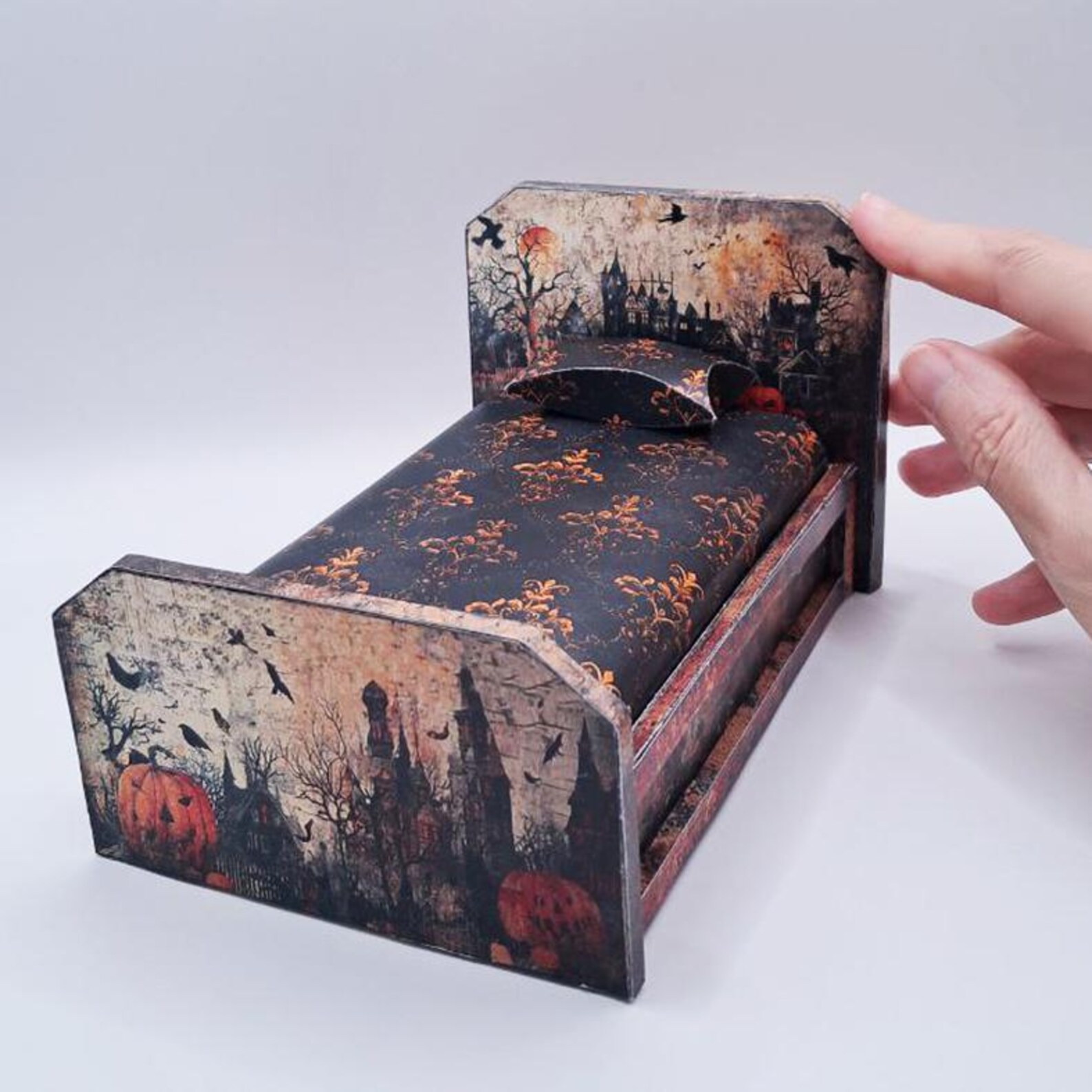 Halloween Miniature Bed Template – DIY Printable Dollhouse Furniture ...