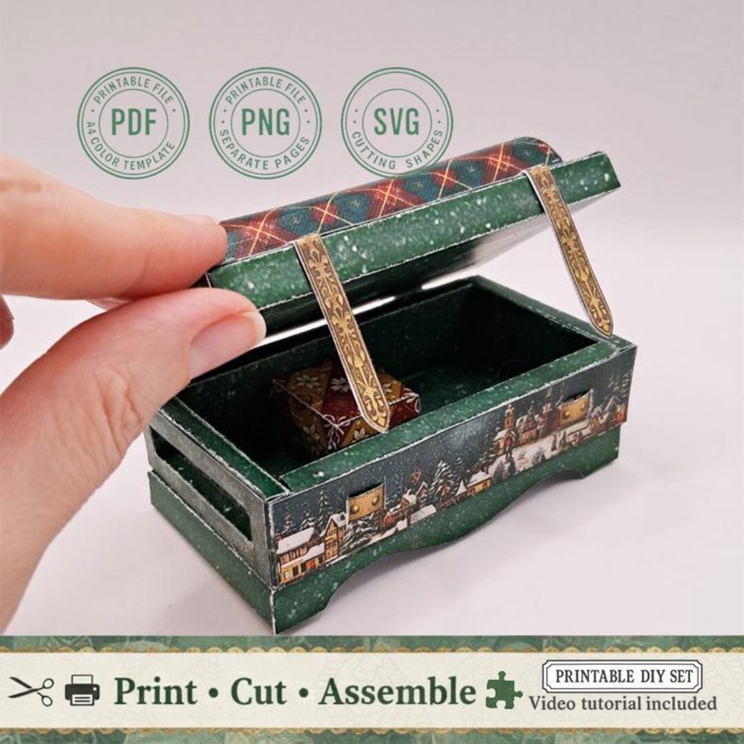 Paper Christmas Trunk Bench – DIY 3D Paper Furniture Template ...