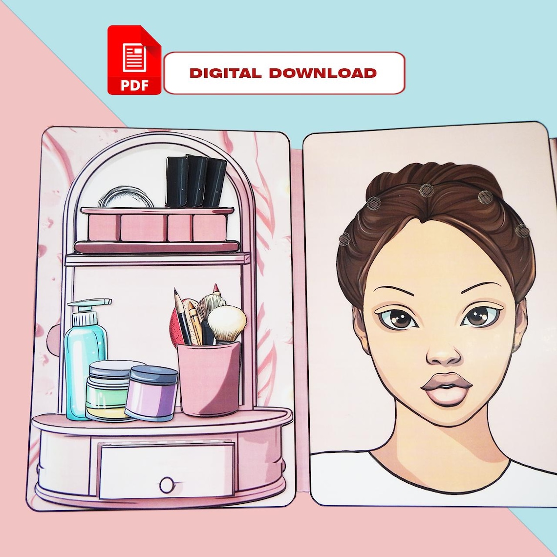 Makeup Paper Doll. Paper Cosmetics Quiet Book. DIY Project. Templates ...