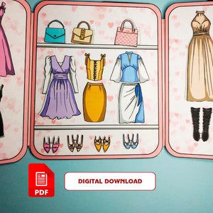 Printable Paper Doll Wardrobe: Dress up Clothes, DIY Quiet Book ...