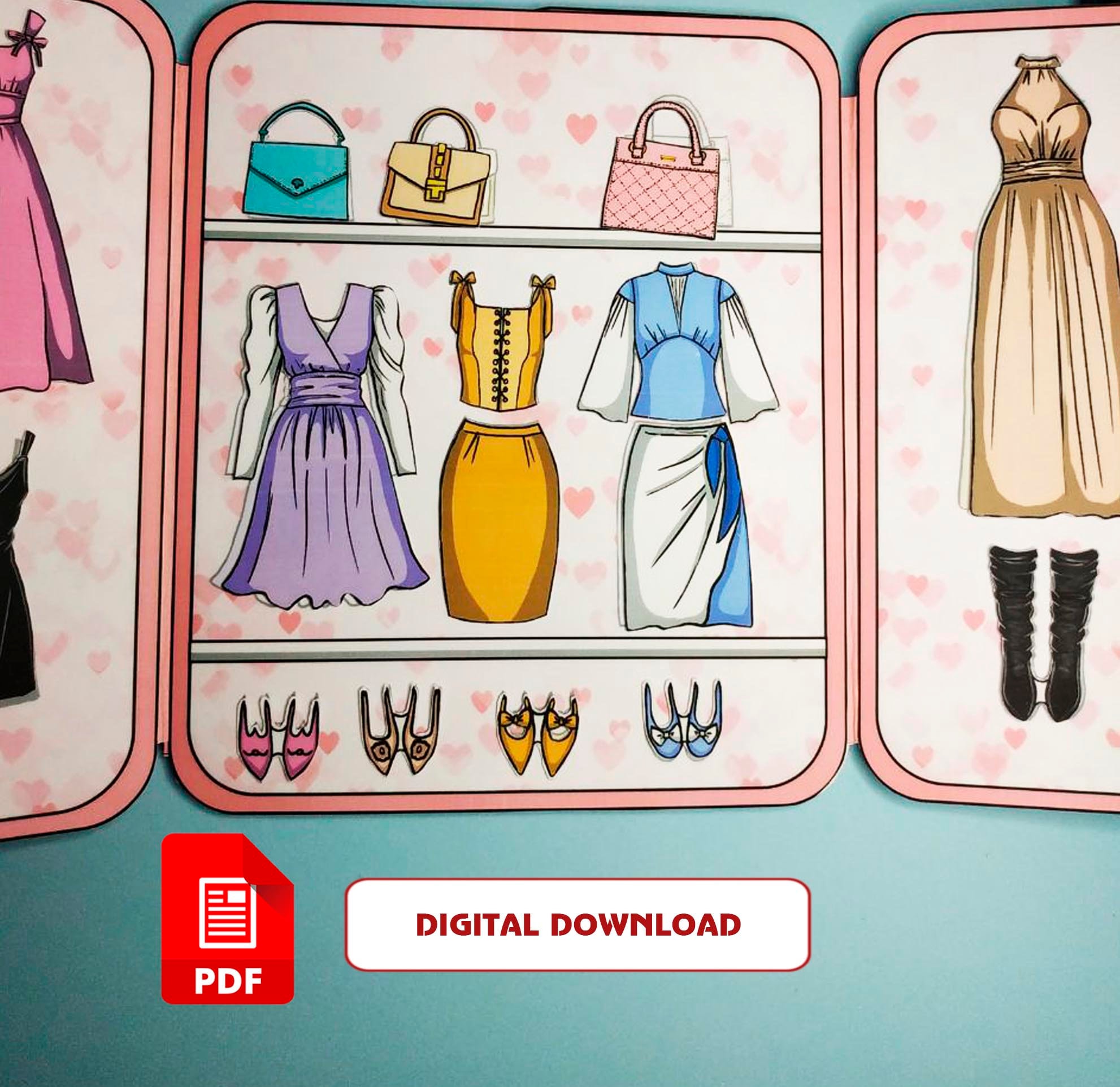 Printable Paper Wardrobe Doll. Doll Dress Up. Paper Clothes. Quiet Book ...