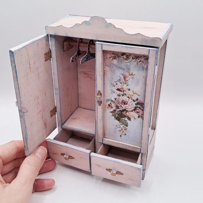 DIY 3D Wardrobe Template, Dollhouse Closet, Papercraft Furniture ...