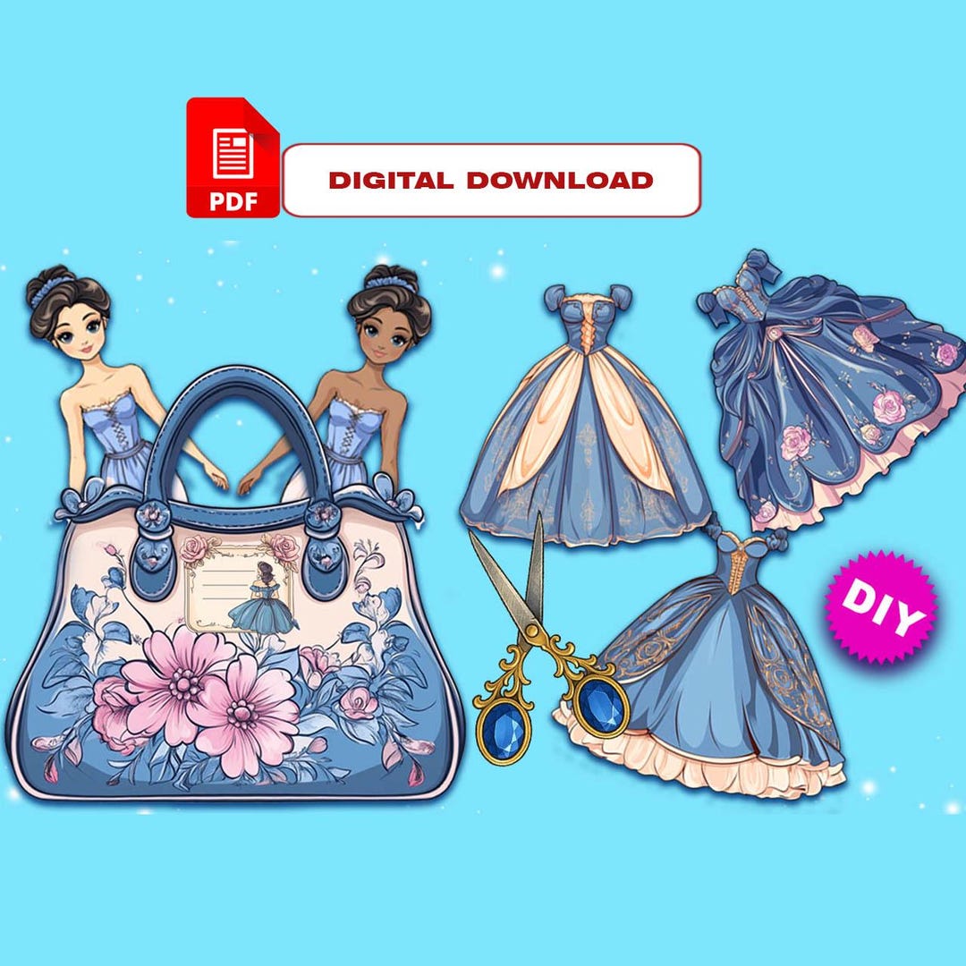 Printable Princess Paper Doll — Blue Dresses & Boudoir DIY Set ...