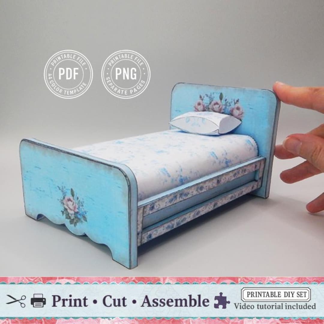 Printable Miniature Bed Template – DIY Paper Furniture for Dollhouses ...