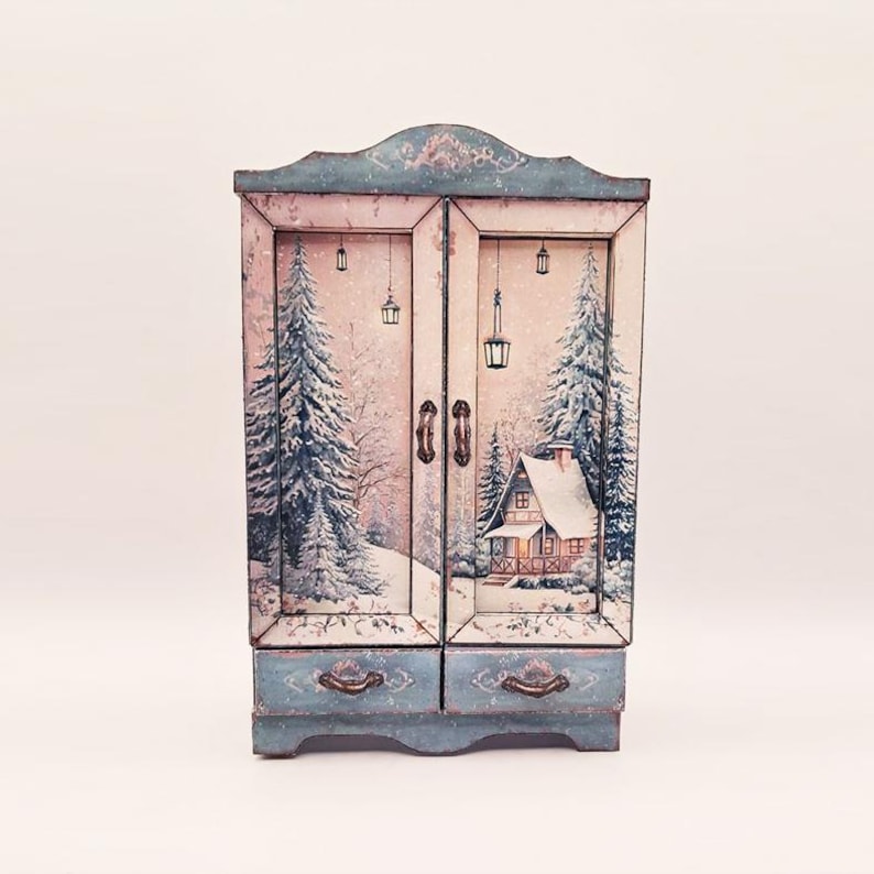 3D Paper Winter Wardrobe | DIY Miniature Furniture Template | Vintage ...